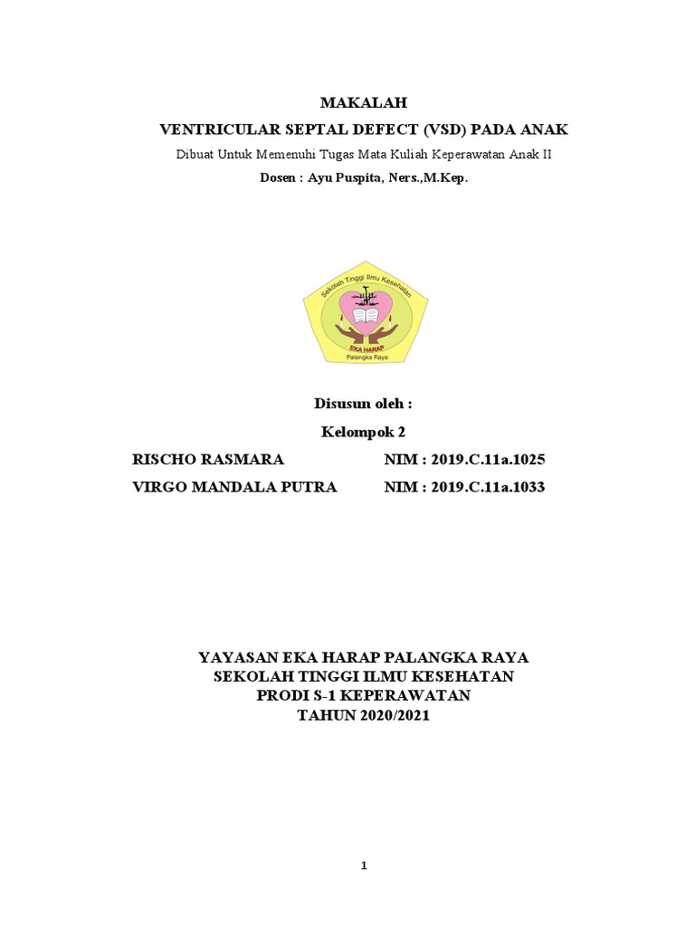 Makalah Kep. Anak, VSD Pada Anak, Kelompok 2 | PDF | Sains & Matematika