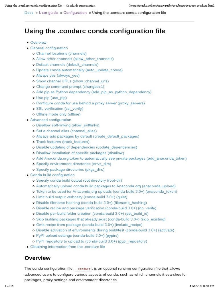 Using The .Condarc Conda Configuration File | PDF | Command Line ...
