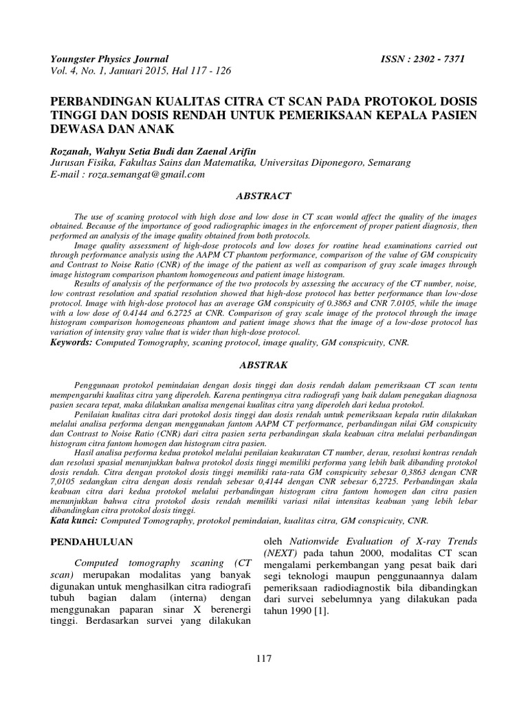 Perbandingan Kualitas Citra CT-Scan Pada Protokol Dosis Tinggi Dan ...