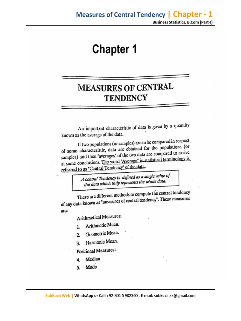 Chapter-1 Business Statistics (Measures of Central Tendency) B-Com Part ...