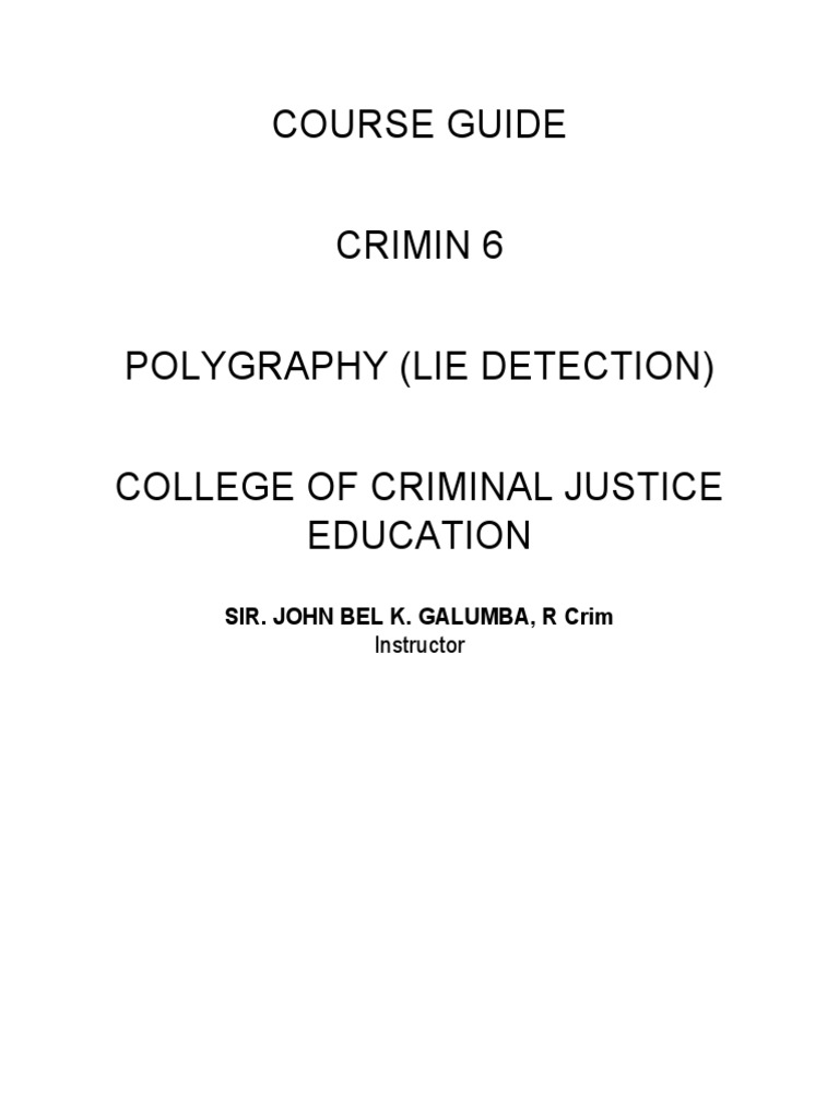 Course Guide Lie Detection Techniques | PDF | Polygraph | Cognition