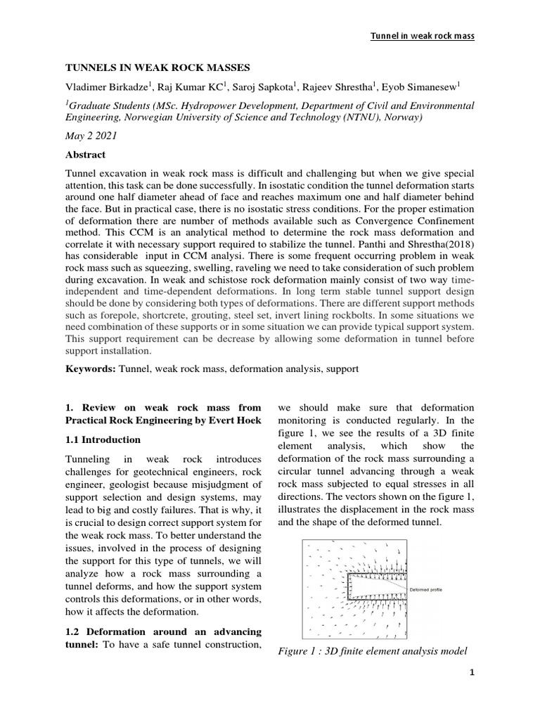 Geology Report On Tunnel in Weak Rock Mass | PDF | Strength Of ...