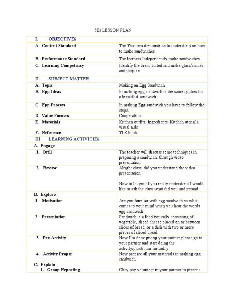 5es Lesson Plan | PDF | Lesson Plan | Learning