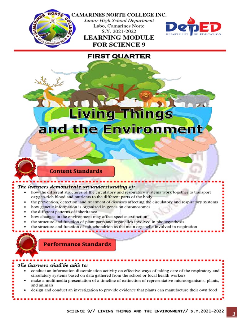 Learning Module For Science 9 First Quarter: Camarines Norte College ...