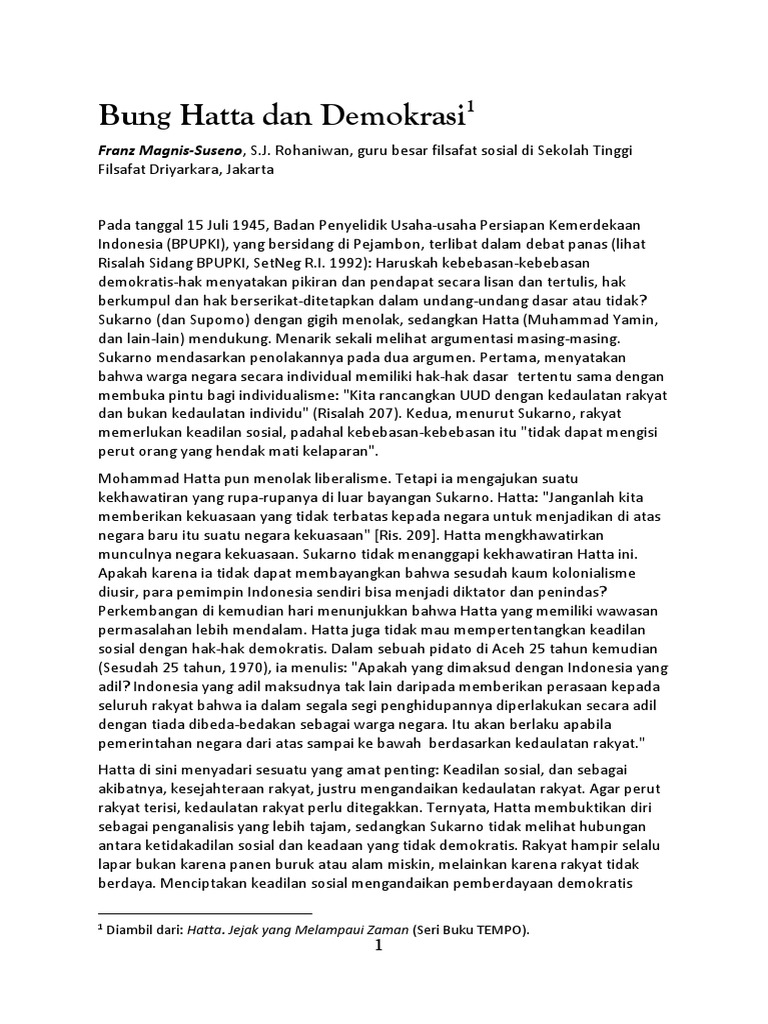 Bung Hatta Dan Demokrasi | PDF