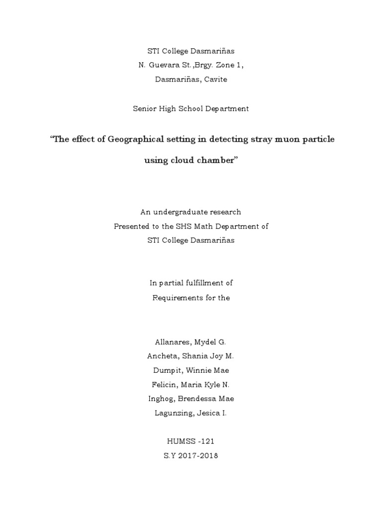 The Effect of Geographical Setting in Detecting Stray Muon Particle ...