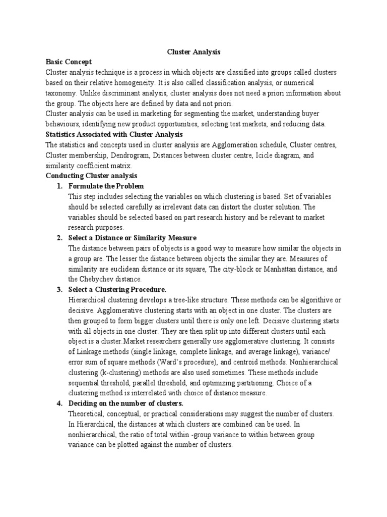 An Introduction To Cluster Analysis Techniques Statistics Procedures