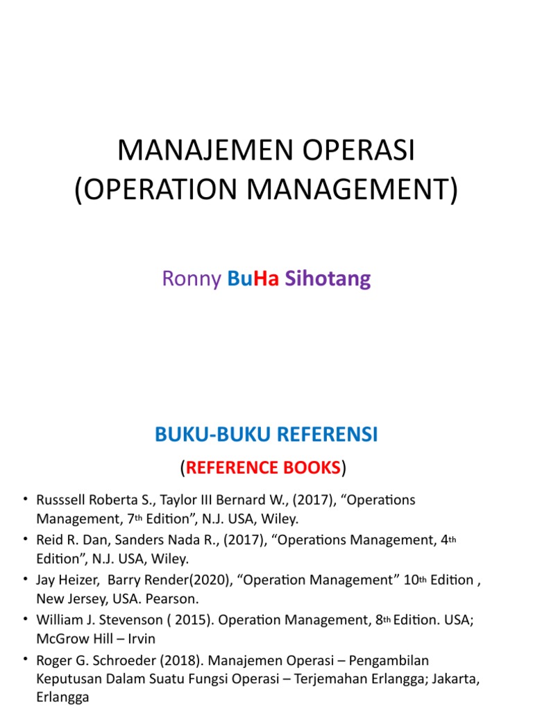 Manajemen Operasi (Operation Management) : Ronny | PDF | Strategic ...