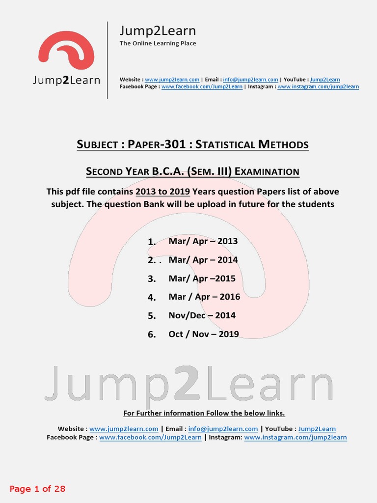 Jump2Learn: S: P - 301: S M | PDF | Correlation And Dependence ...