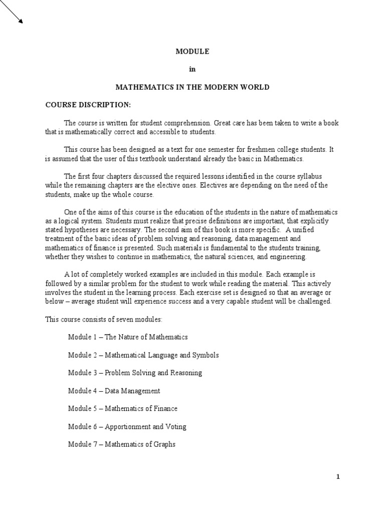 Mathematics in the Modern World Module 1 | PDF | Division (Mathematics ...