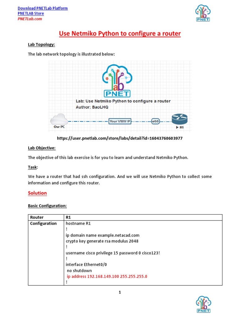 Configure a router with Netmiko Python | PDF | Ip Address | Information ... Configure a router with Netmiko Python | PDF | Ip Address | Information ...