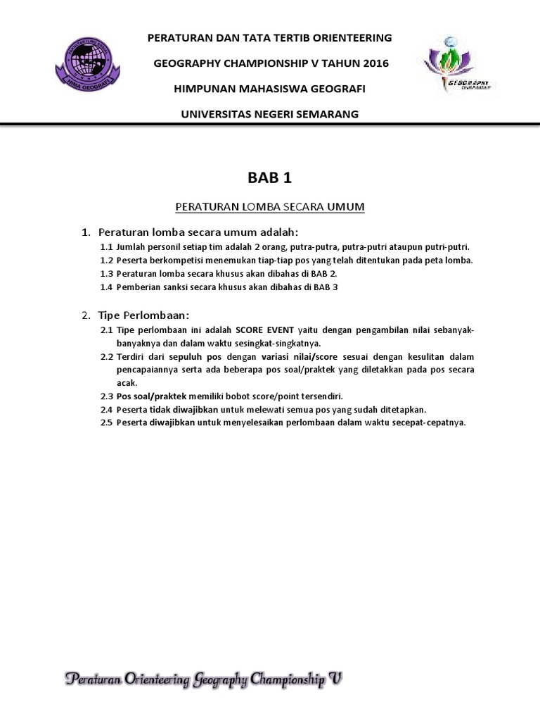 Peraturan Orienteering 2016 | PDF