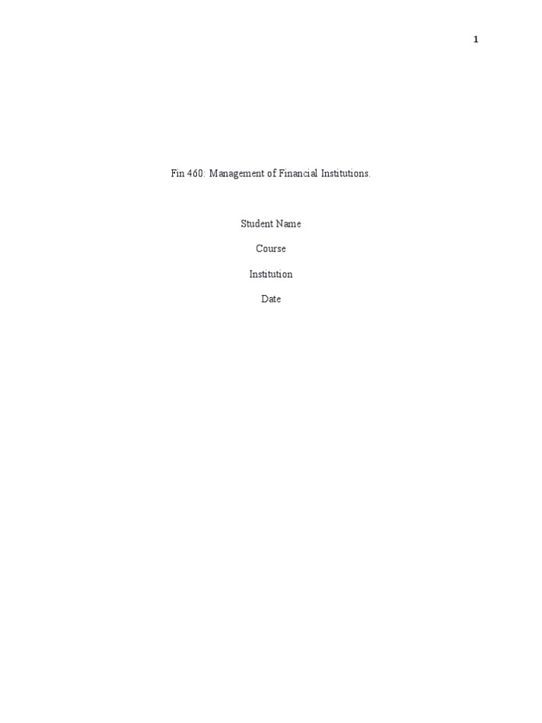 Fin 460: Management of Financial Institutions | PDF | Banks ...