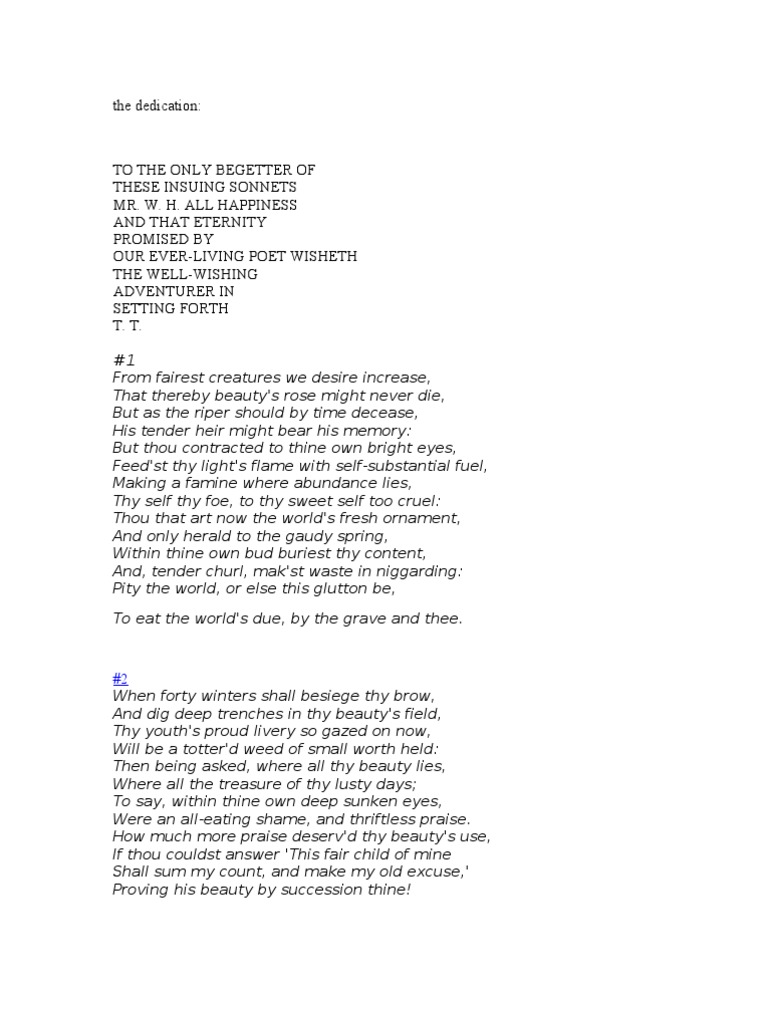 Shakespeares Sonnets Best of | PDF