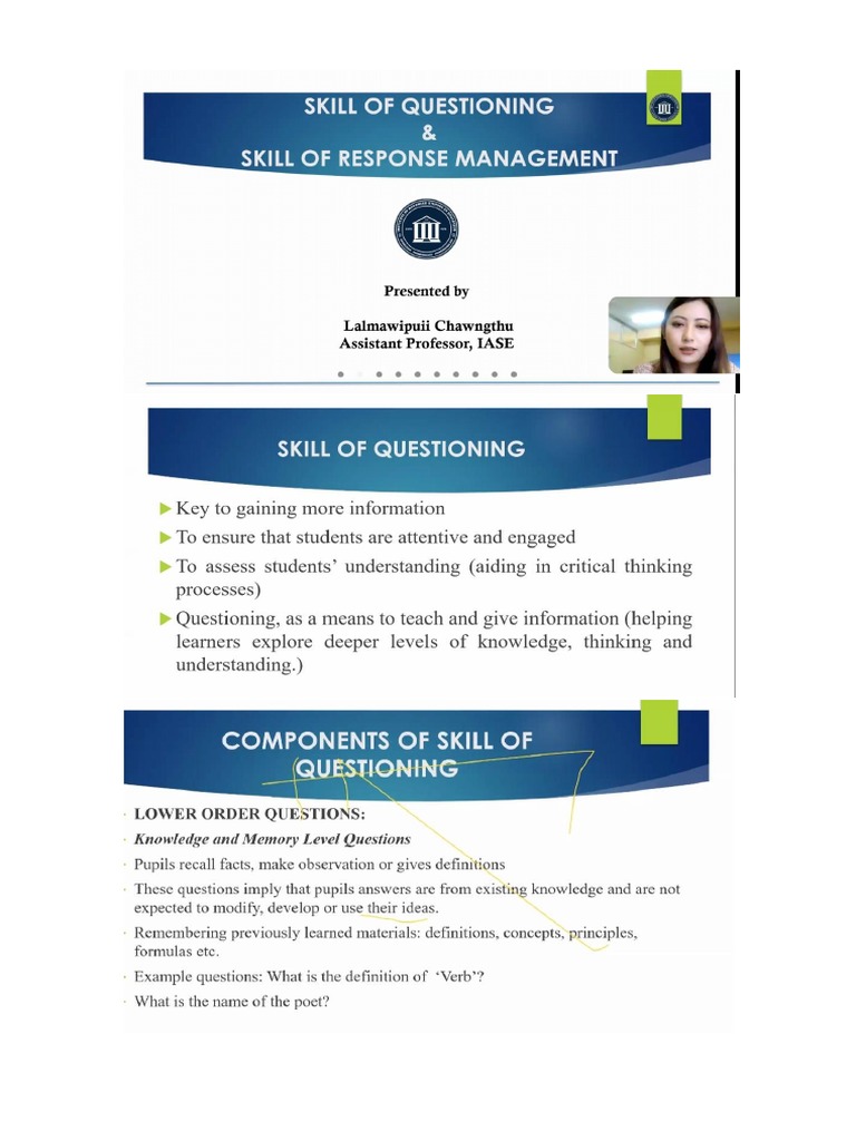 Skill of Questioning and Skill of Response Management | PDF