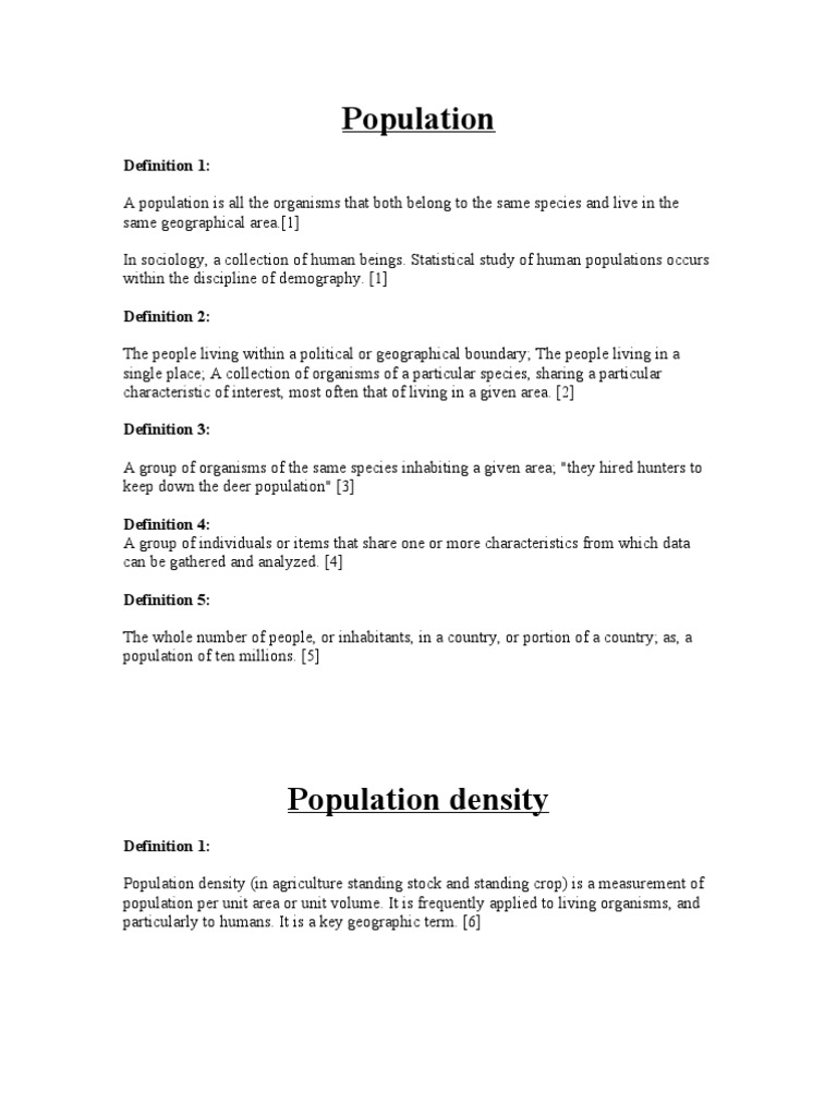 Population: Definition 1 | PDF