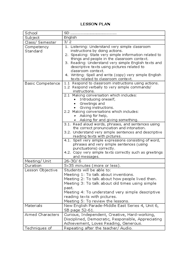 Primary English Lesson Plan: Revision Week | PDF | English Language ...