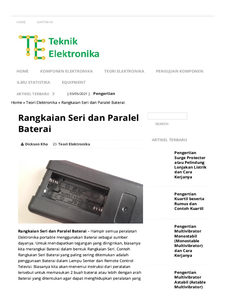 Rangkaian Seri Dan Paralel Baterai (Battery) | PDF
