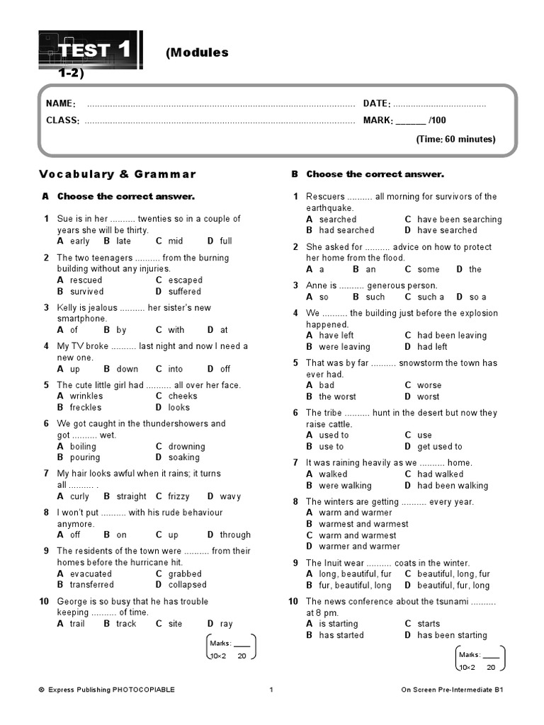 1 Onscreen b1 Test 1 | PDF | Hawaii