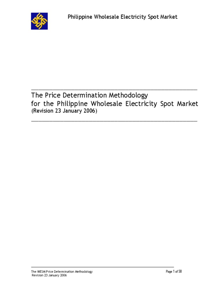 Price Determination Methodology For WESM | PDF | Electric Power ...