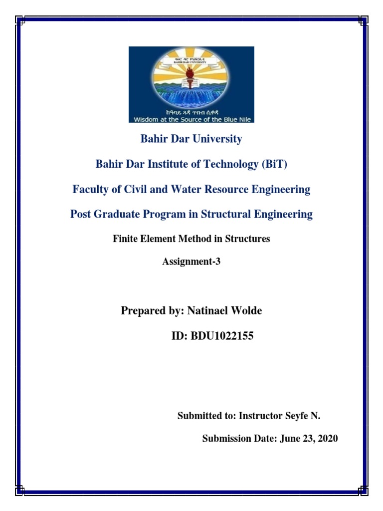 Finite Element Method in Structure Assignment-3 | PDF | Finite Element Method | Equations