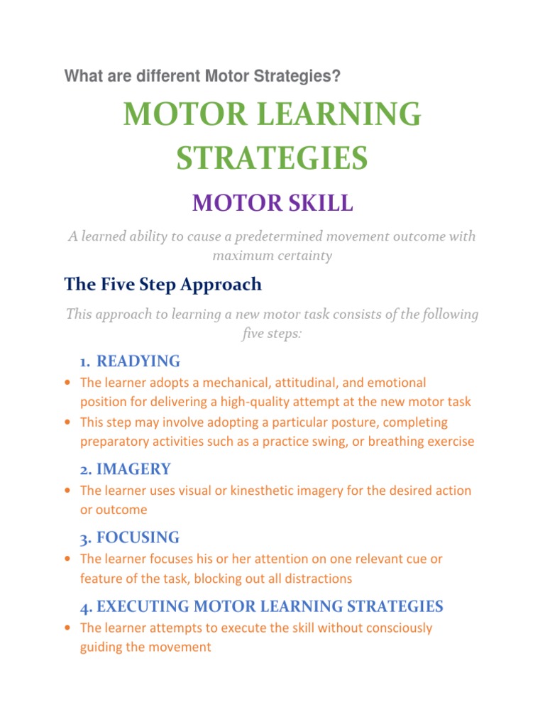 Motor Learning Strategies | PDF | Attention | Learning