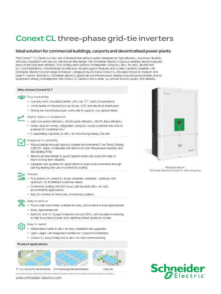 Schneider Conext CL E 20 25 Datasheet (20141002) - ENG | PDF | Power ...