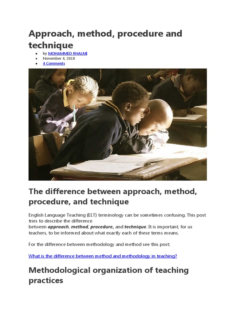 The Difference Between Approach, Method, Procedure, and Technique | PDF | Language Education ...