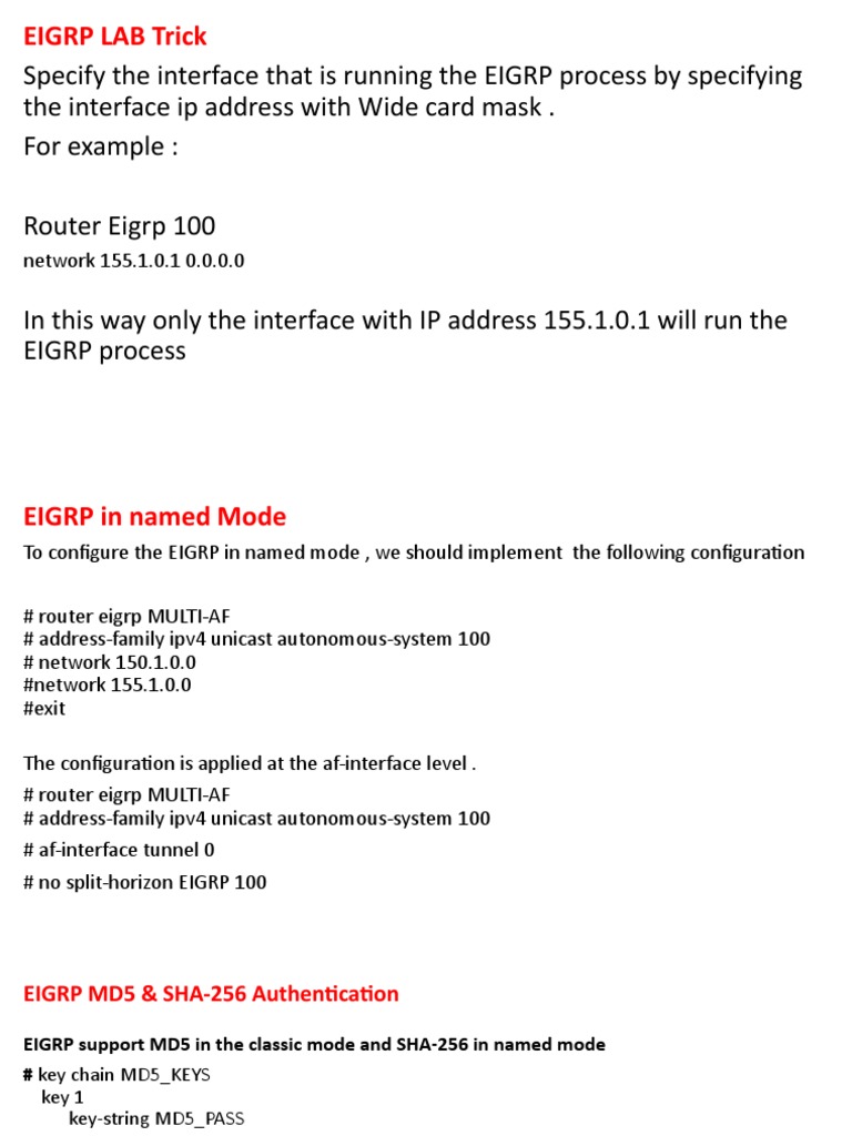 EIGRP LAB Trick | PDF | Ip Address | Router (Computing)