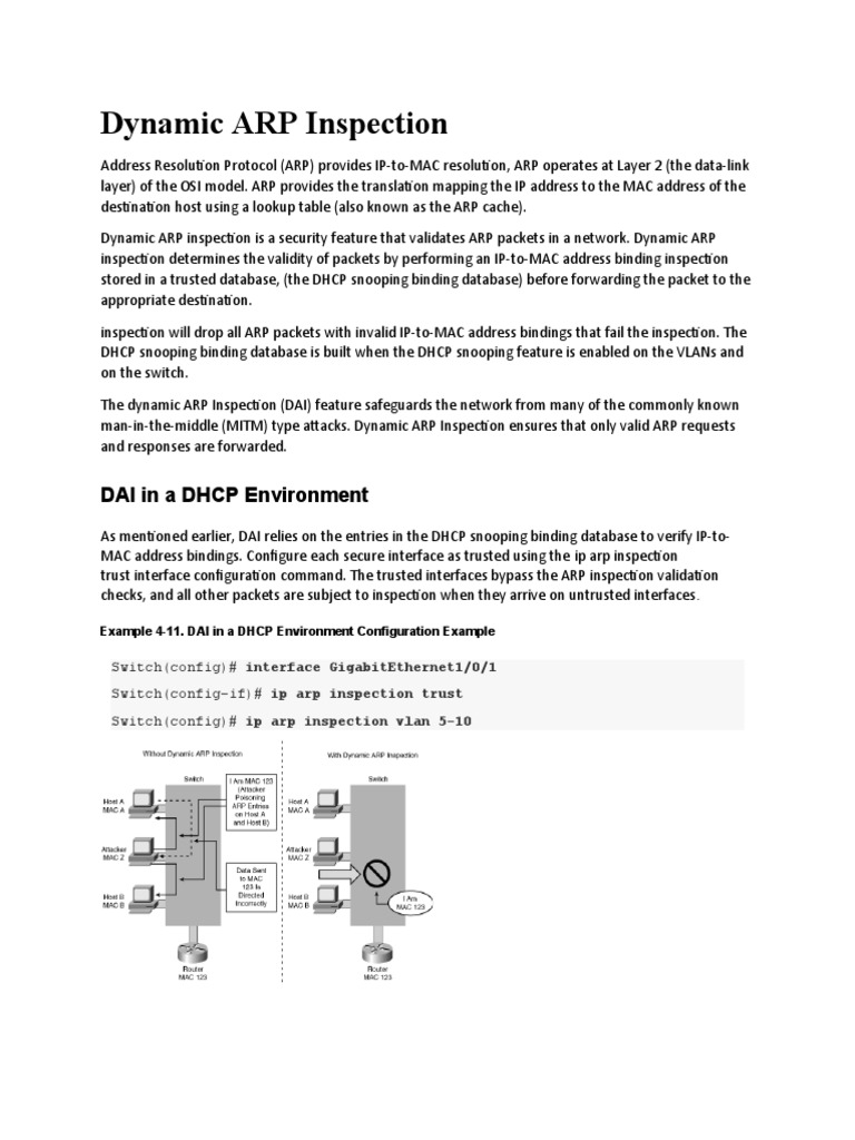 Dynamic ARP Inspection: DAI in A DHCP Environment | PDF | Denial Of ...