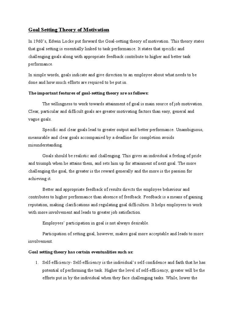 Goal Setting Theory of Motivation | PDF | Goal | Goal Setting