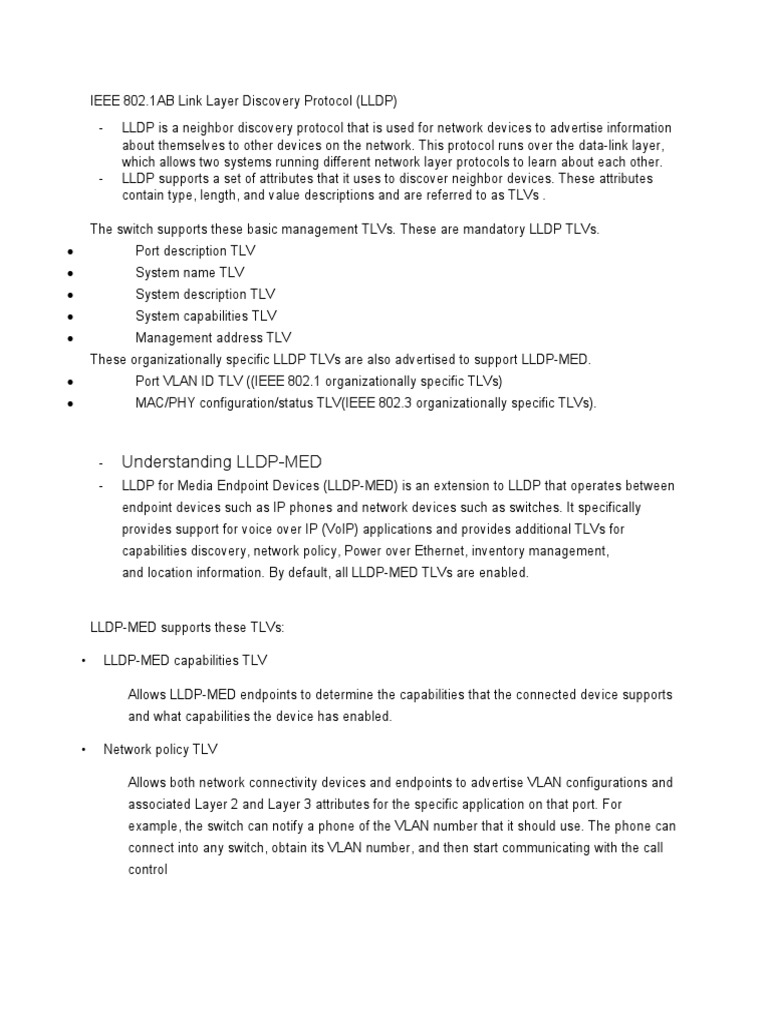 Understanding LLDP-MED | PDF | Computer Network | Osi Protocols