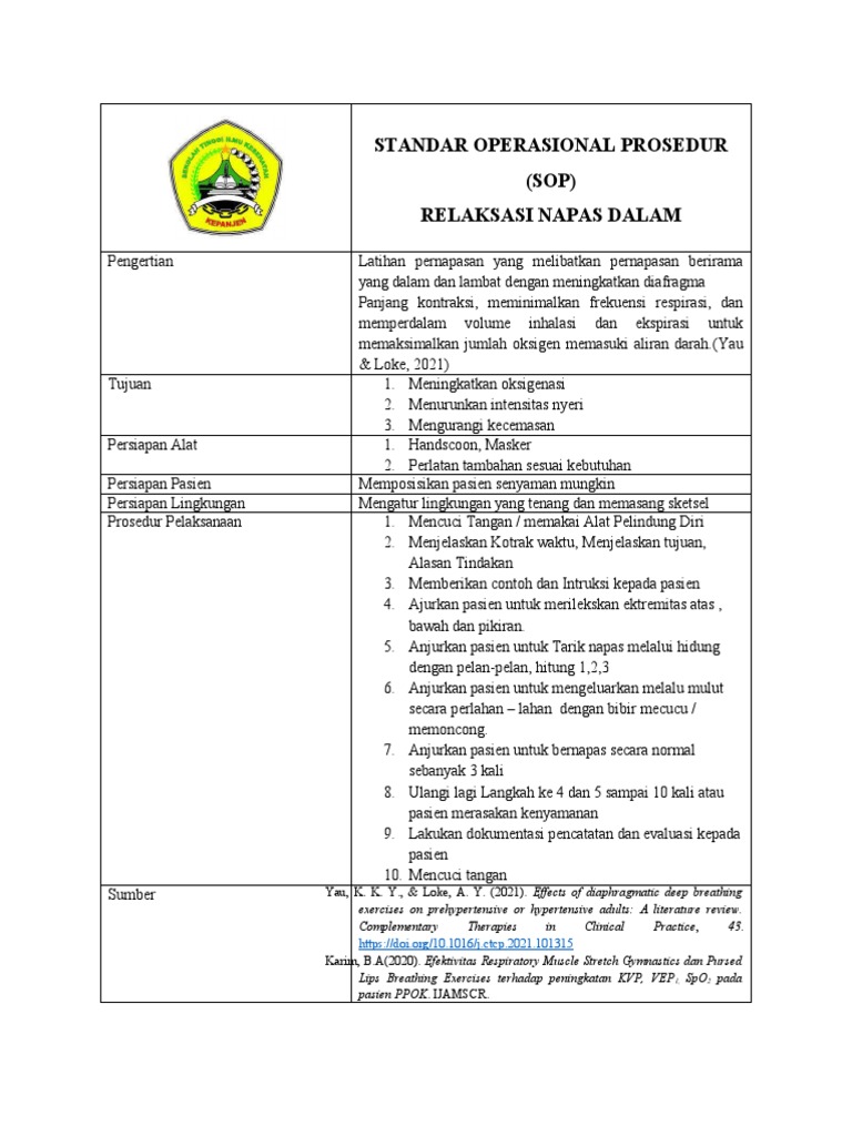 SOP Napas Dalam | PDF
