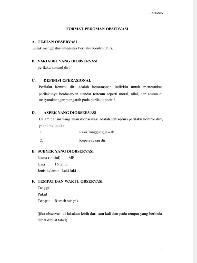 Dokumen - Tips - Format Pedoman Observasi Klinis | PDF