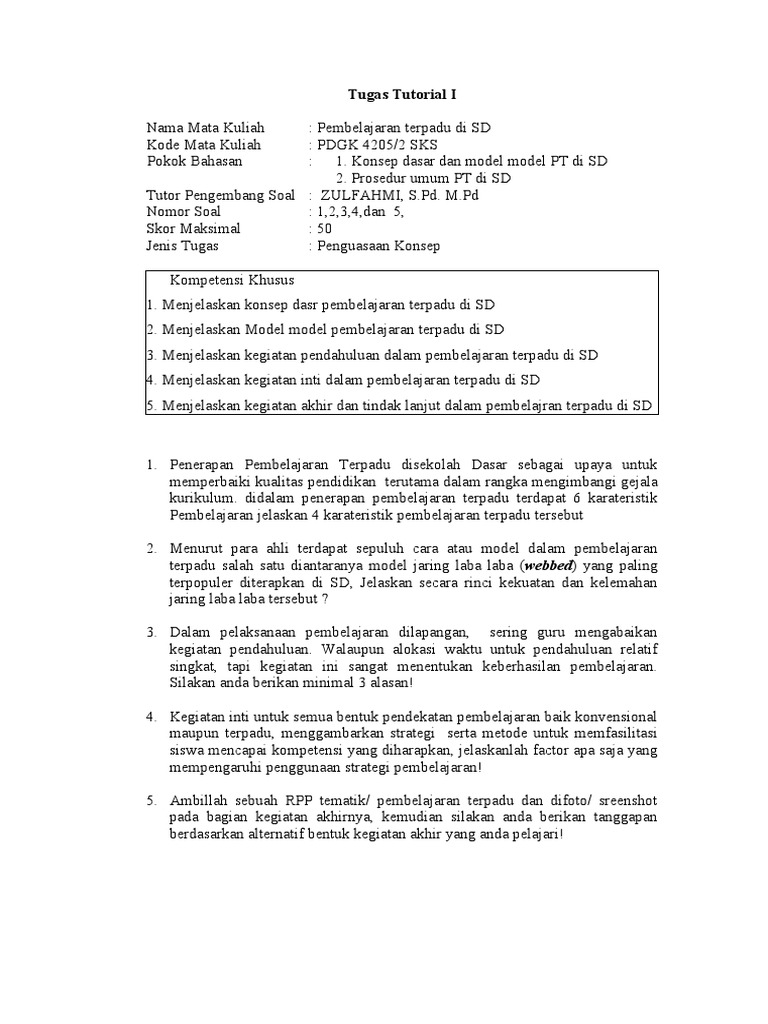 Sesri Ginawati Pdgk4205 Tt1 | PDF