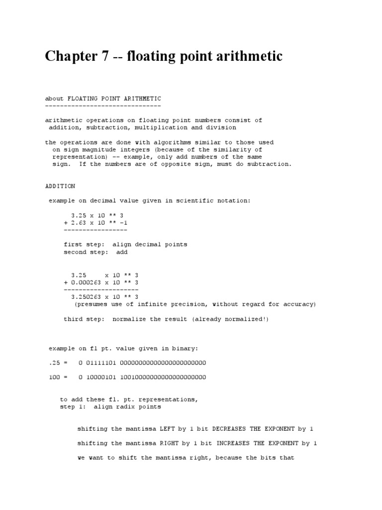 Chapter 7 Floating Point Arithmetic Pdf Rounding Teaching Mathematics