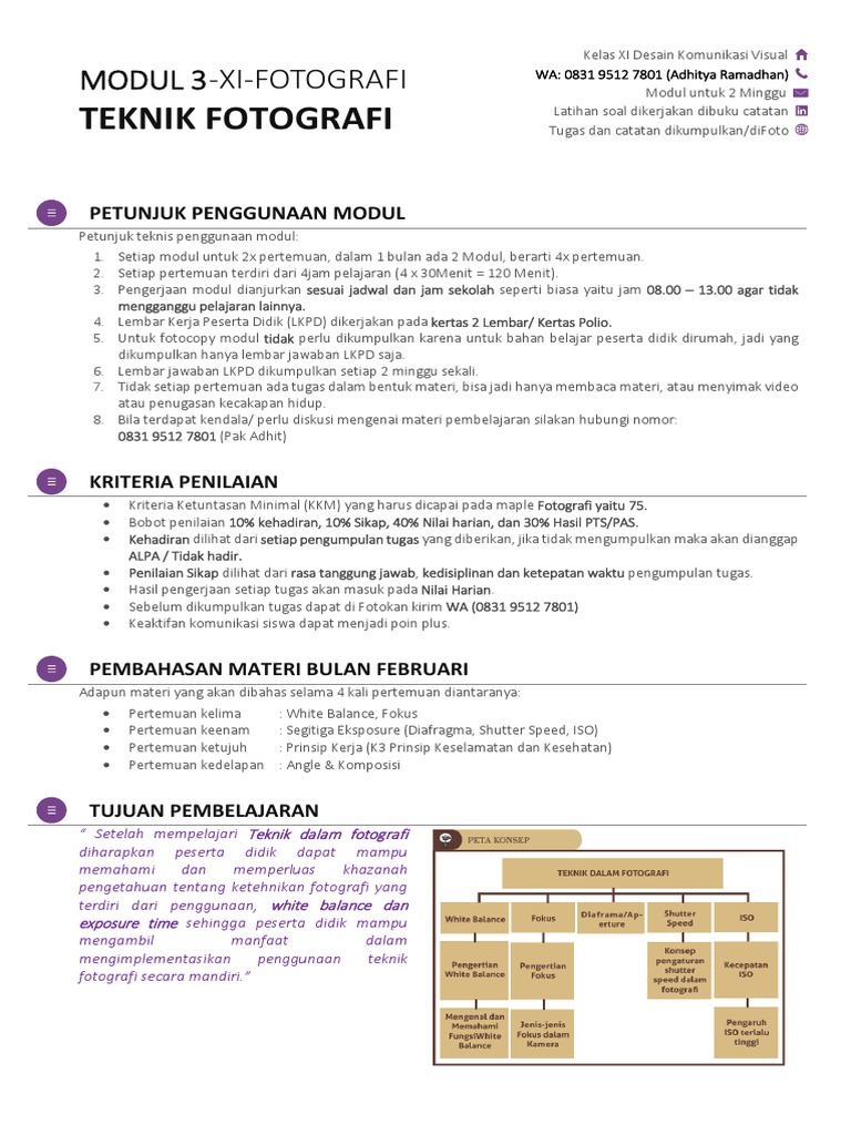 Modul 3 Fotografi XI DKV - ADHITYA | PDF