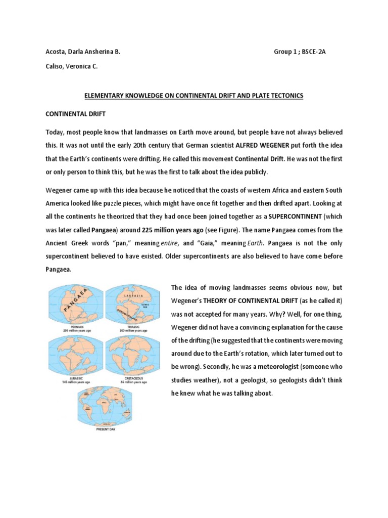 Wegener's Continental Drift Theory Explained | PDF | Plate Tectonics ...