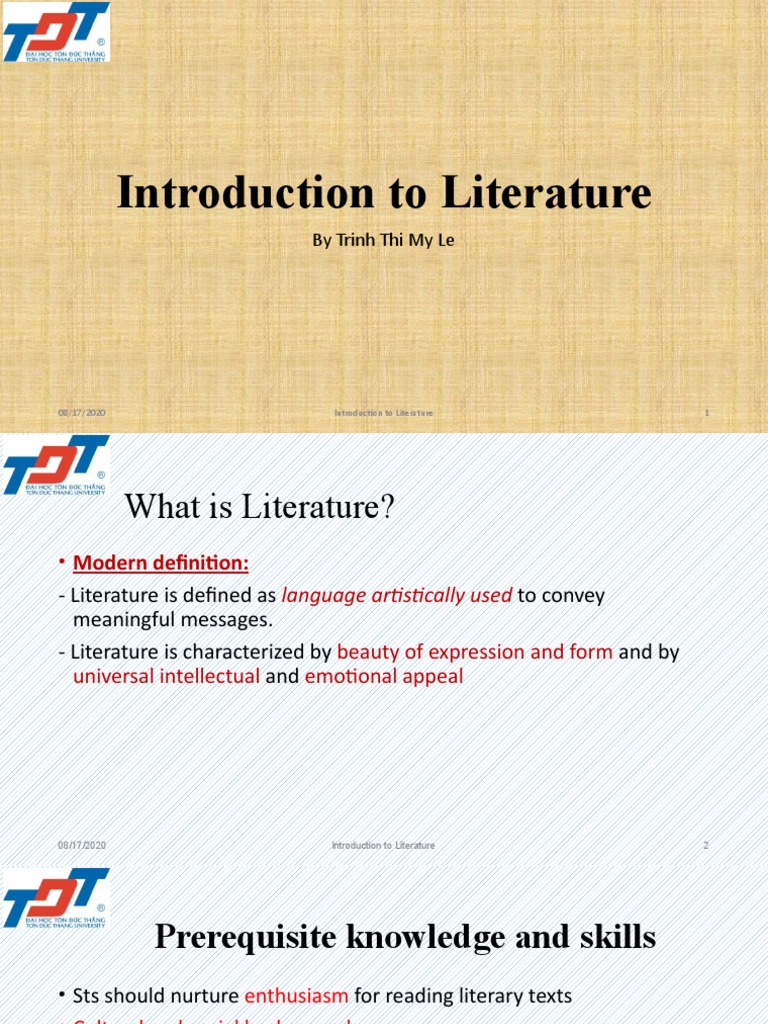 Introduction To Literature: by Trinh Thi My Le | PDF