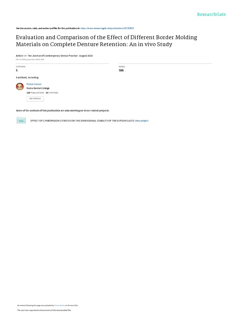 Evaluation of Different Border Molding Materials for Complete Dentures ...
