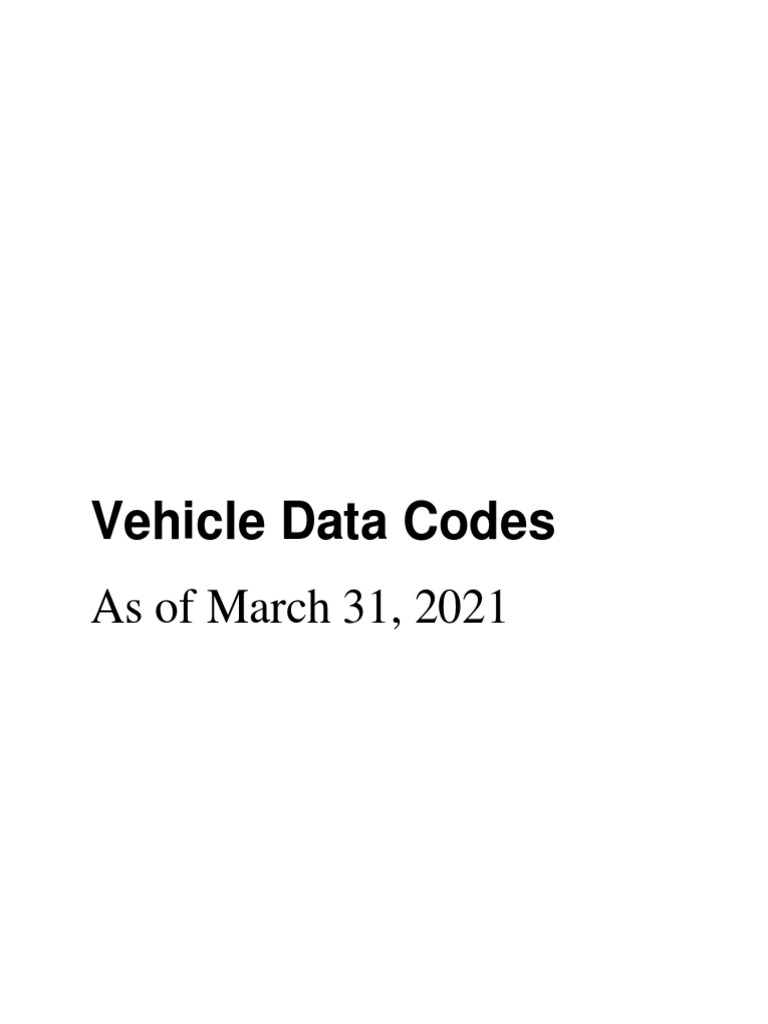 Vehicle Codes | PDF | Vehicle Registration Plate | Vehicles