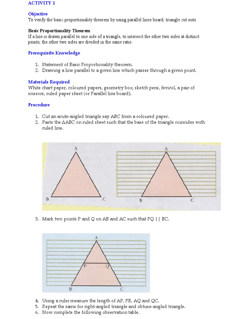 Similar Triangles Activities X | PDF | Triangle | Geometric Shapes