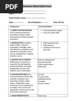 Classroom Observation Checklist Template | PDF | Educational Assessment ...