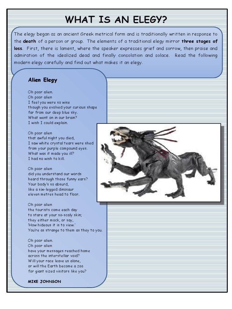 Alien Elegy | PDF | Poetry | Extraterrestrial Life