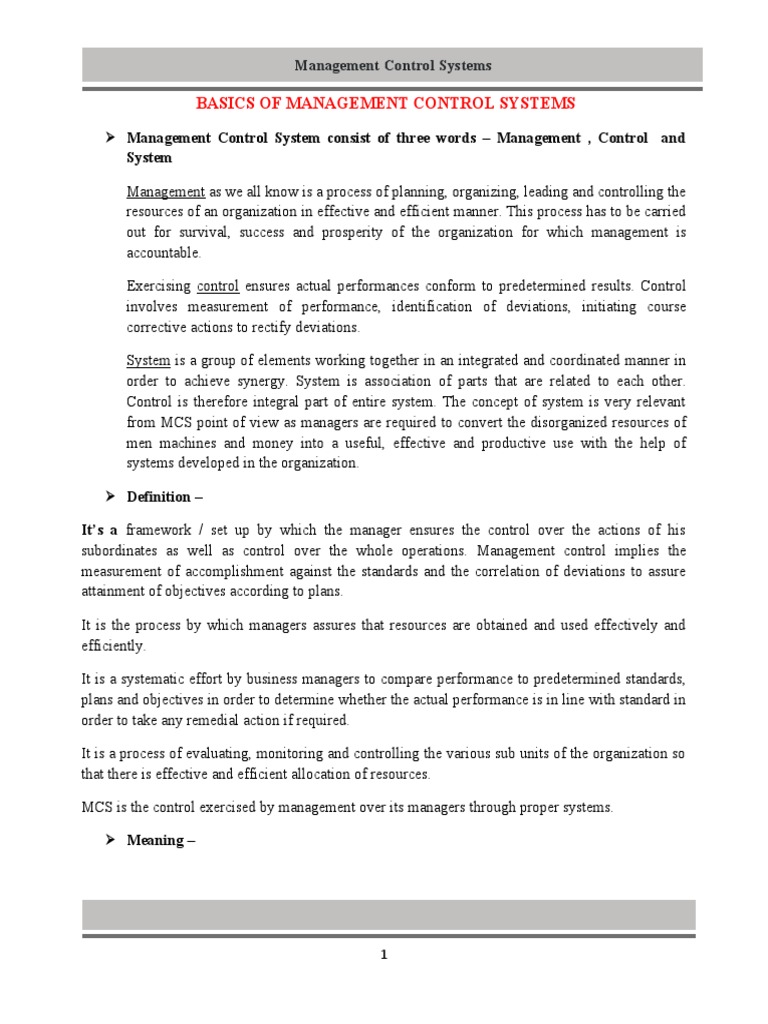 Management Control Systems | PDF | Net Present Value | Internal Rate Of ...