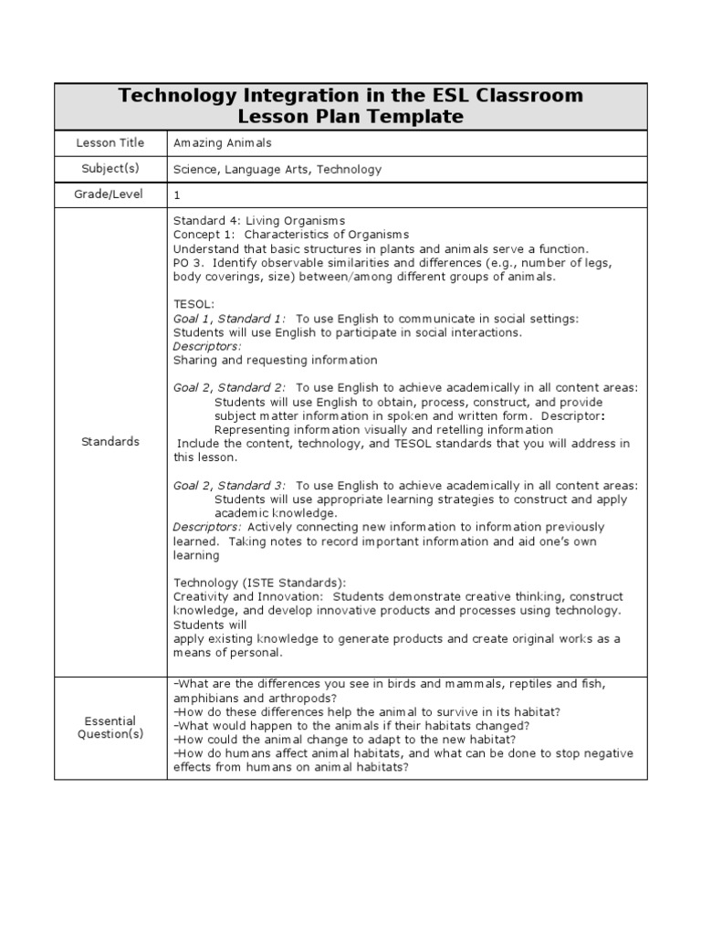 Animal Lesson Plan | PDF | Amphibian | Frog