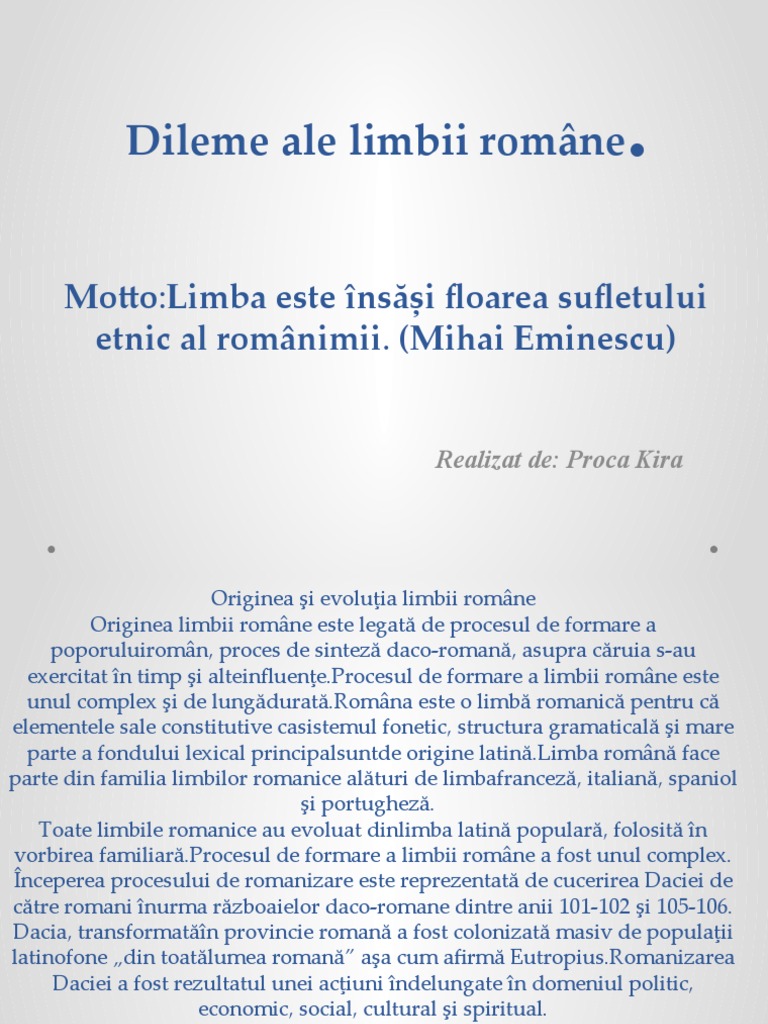 Dileme Ale Limbii Romana | PDF