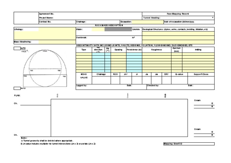 Geotechnical Tunnel Mapping Form | PDF | Geology | Earth Sciences