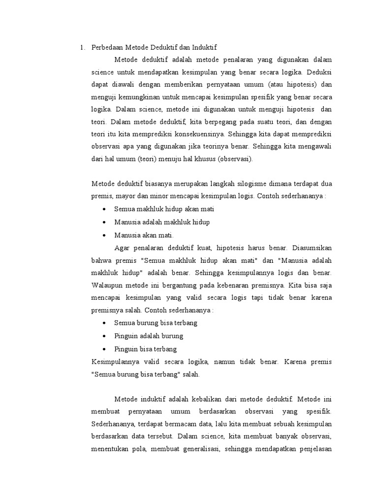 Perbedaan Metode Deduktif Dan Induktif | PDF