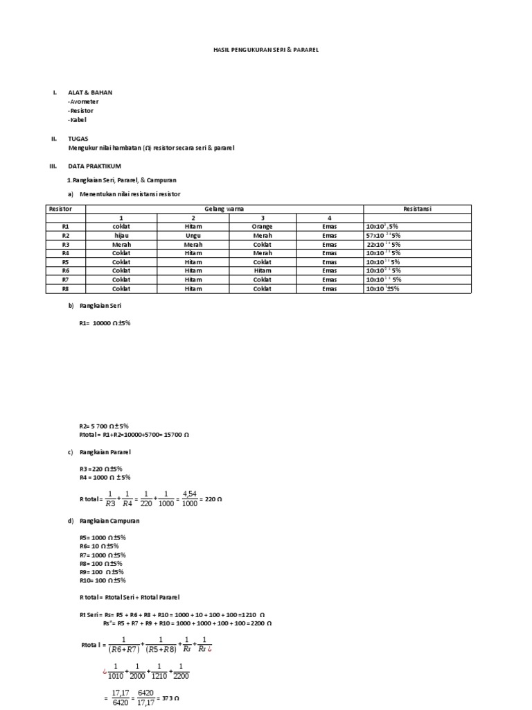Pengukuran Resistor Seri dan Pararel | PDF | Teaching Methods & Materials